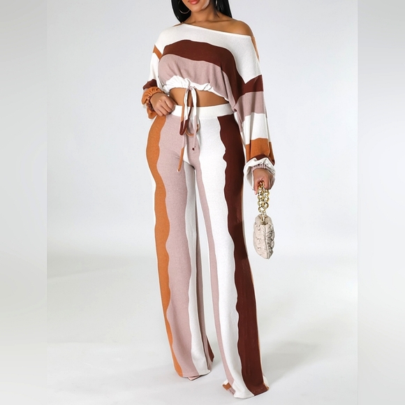 Pants & Jumpsuits | Stripe Crop Pant Set | Poshmark